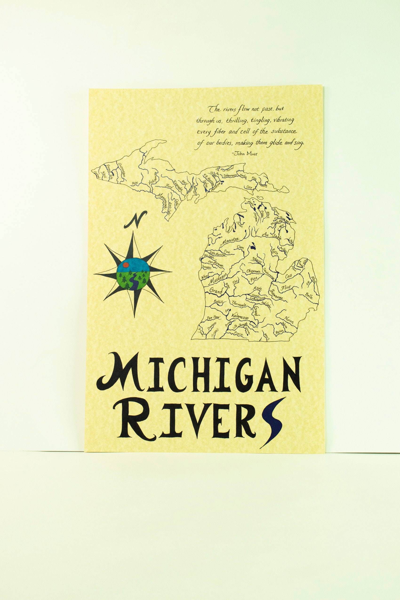 Michigan Rivers Map 11x17 - Etsy