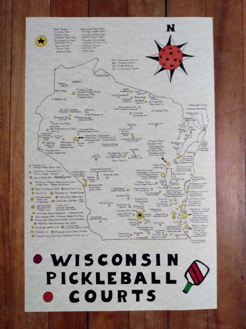 Wisconsin Pickleball Courts Map - Etsy