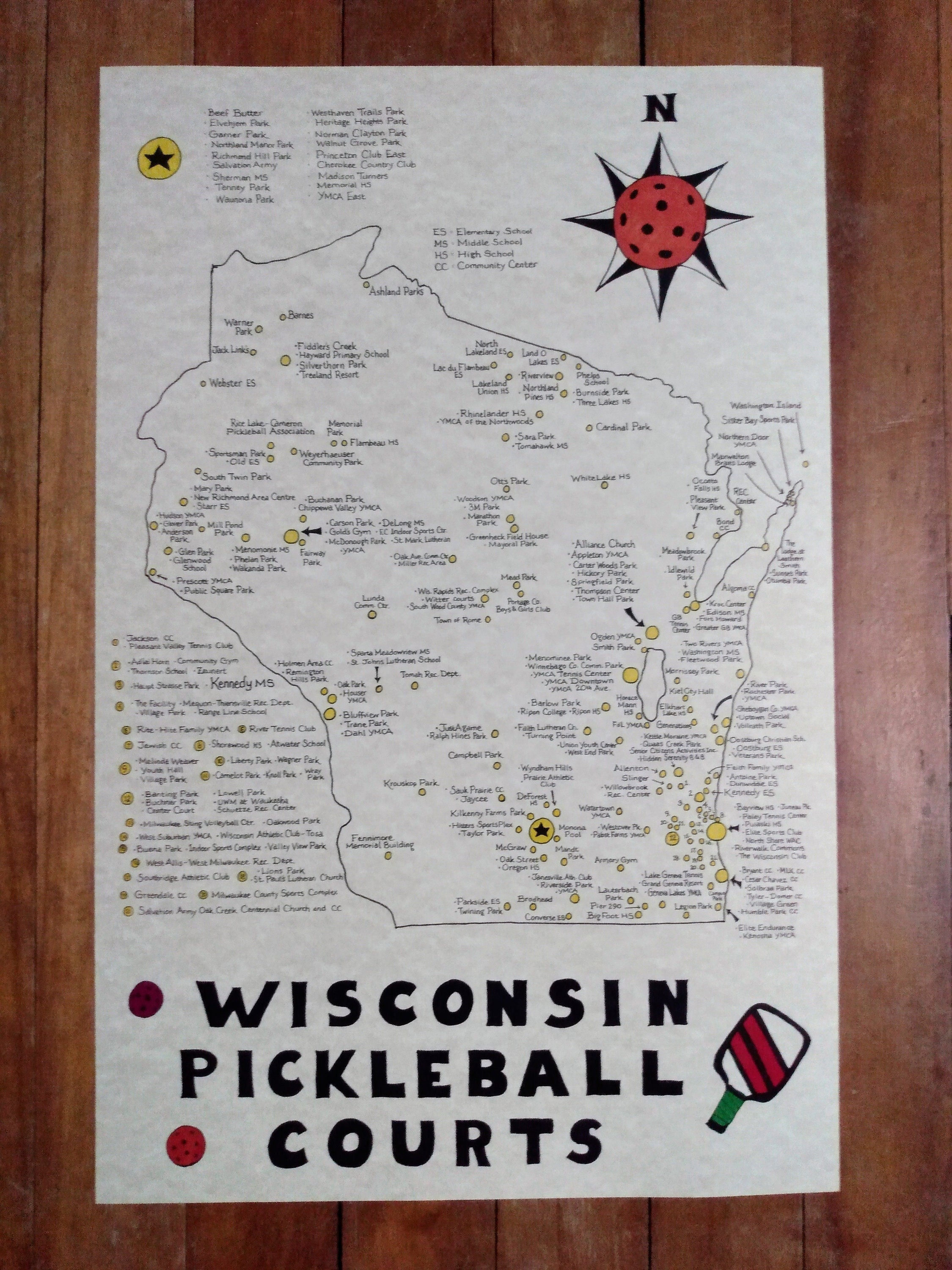 Wisconsin Pickleball Courts Map - Etsy