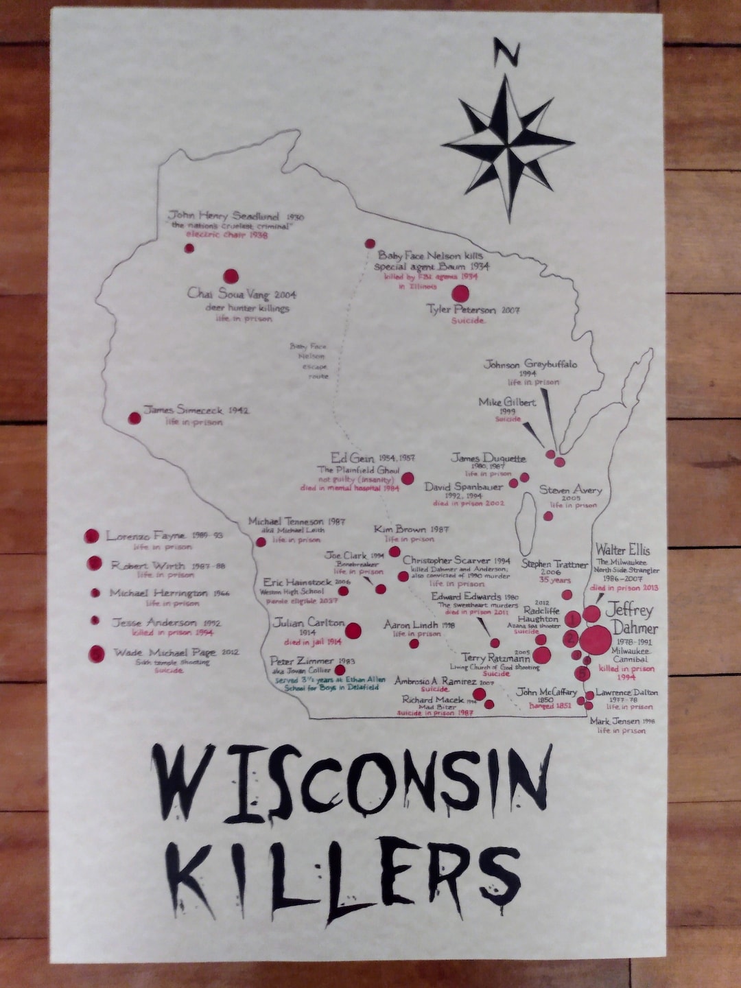 Wisconsin Serial Killers Map - Etsy
