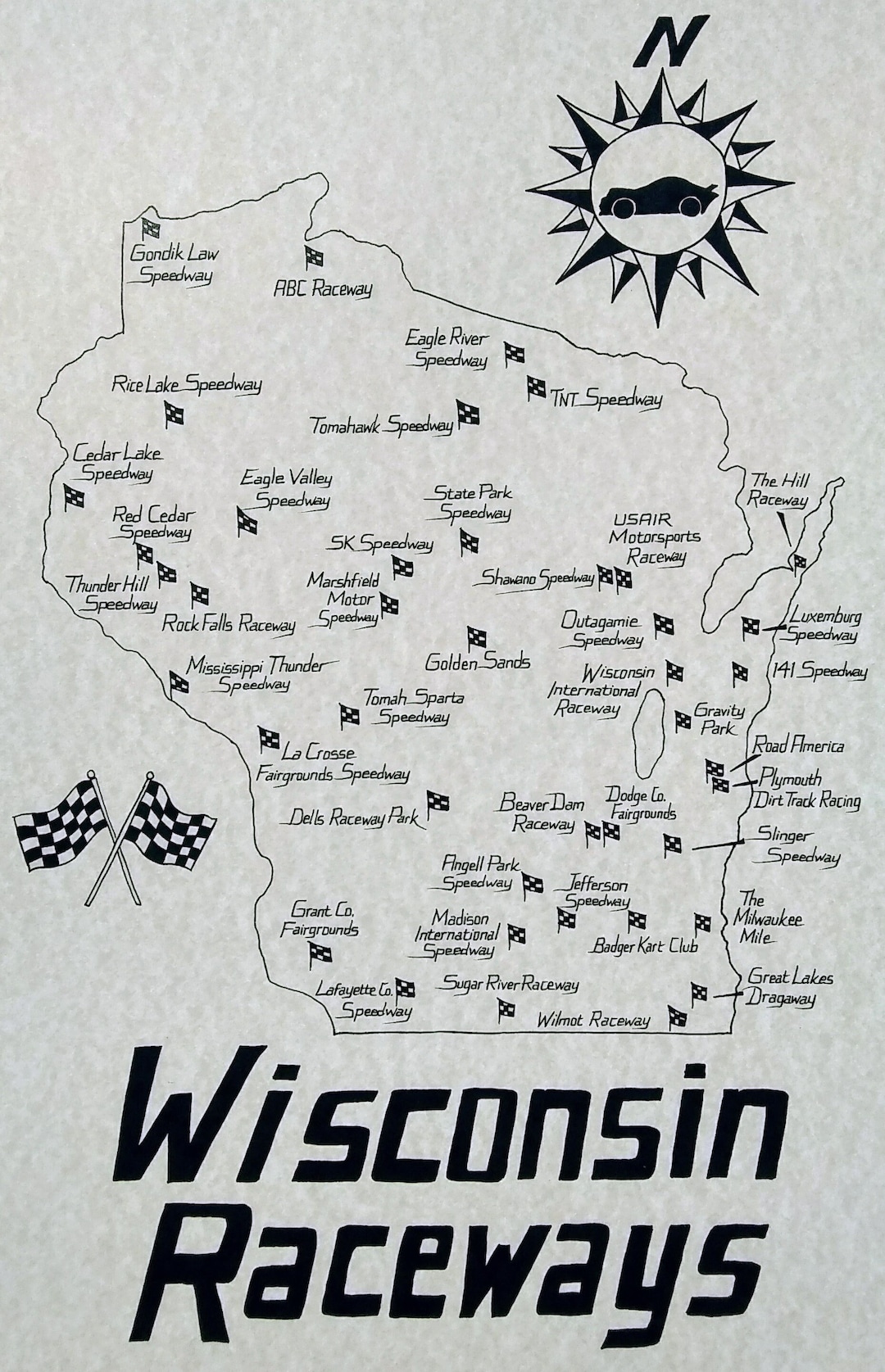 Wisconsin Raceways Map - Etsy