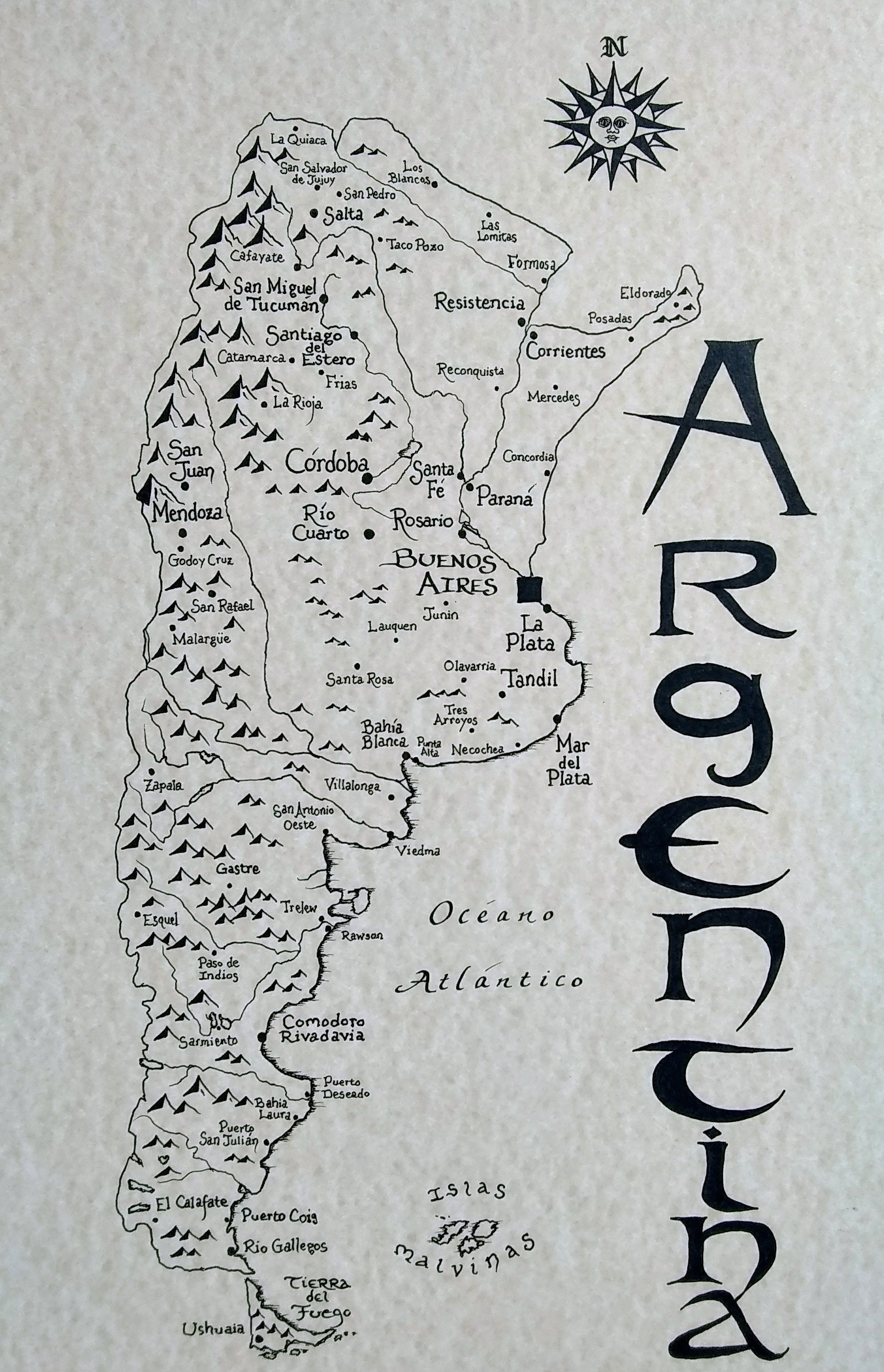 Argentina Hand Drawn Map - Etsy