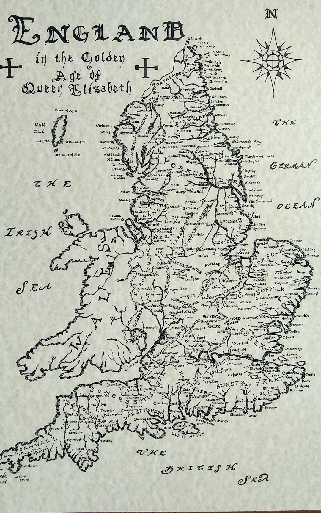 Renaissance England Hand Drawn Map - Etsy