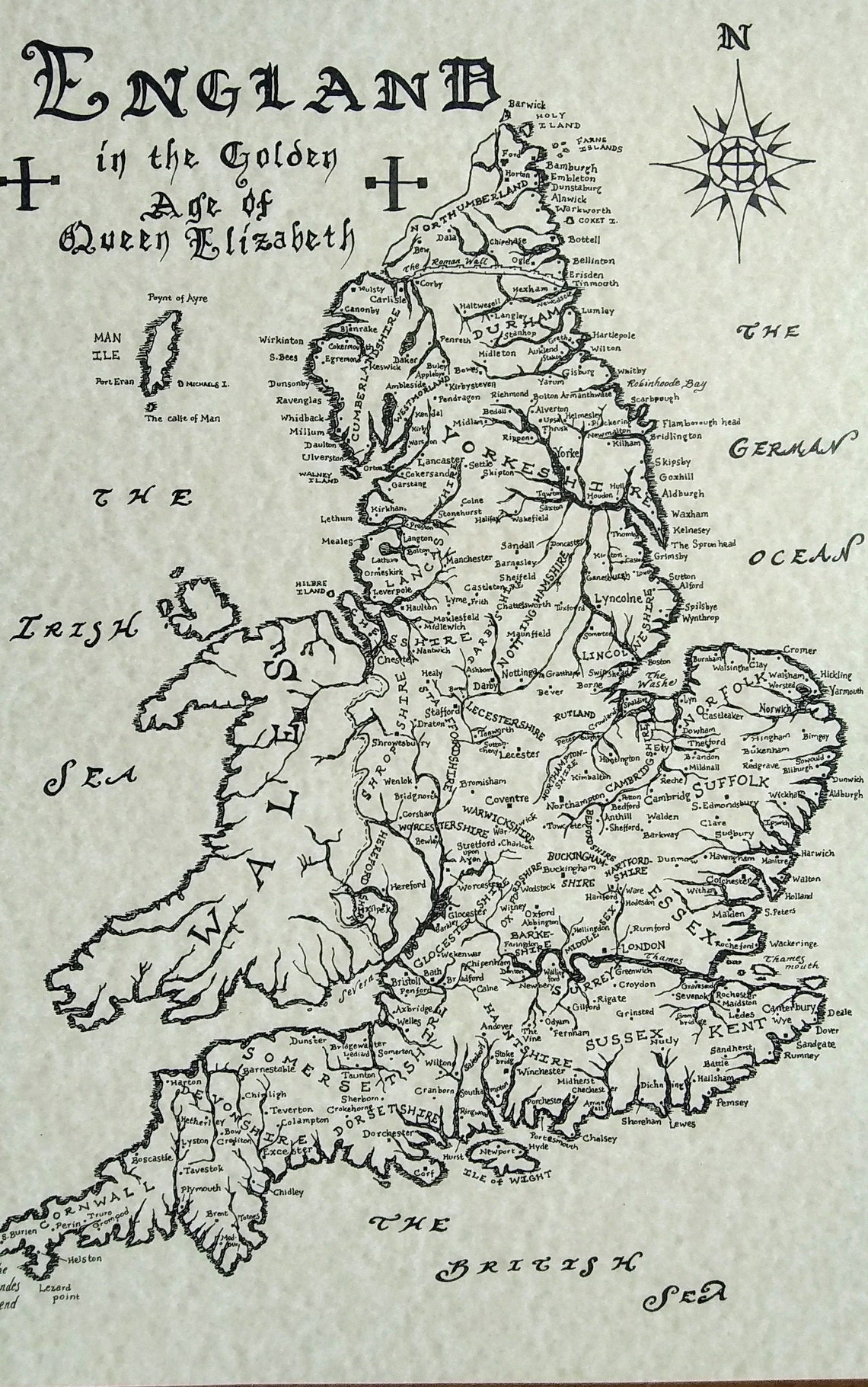 Renaissance England Hand Drawn Map - Etsy