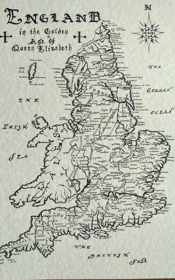 Renaissance England Hand Drawn Map | Etsy