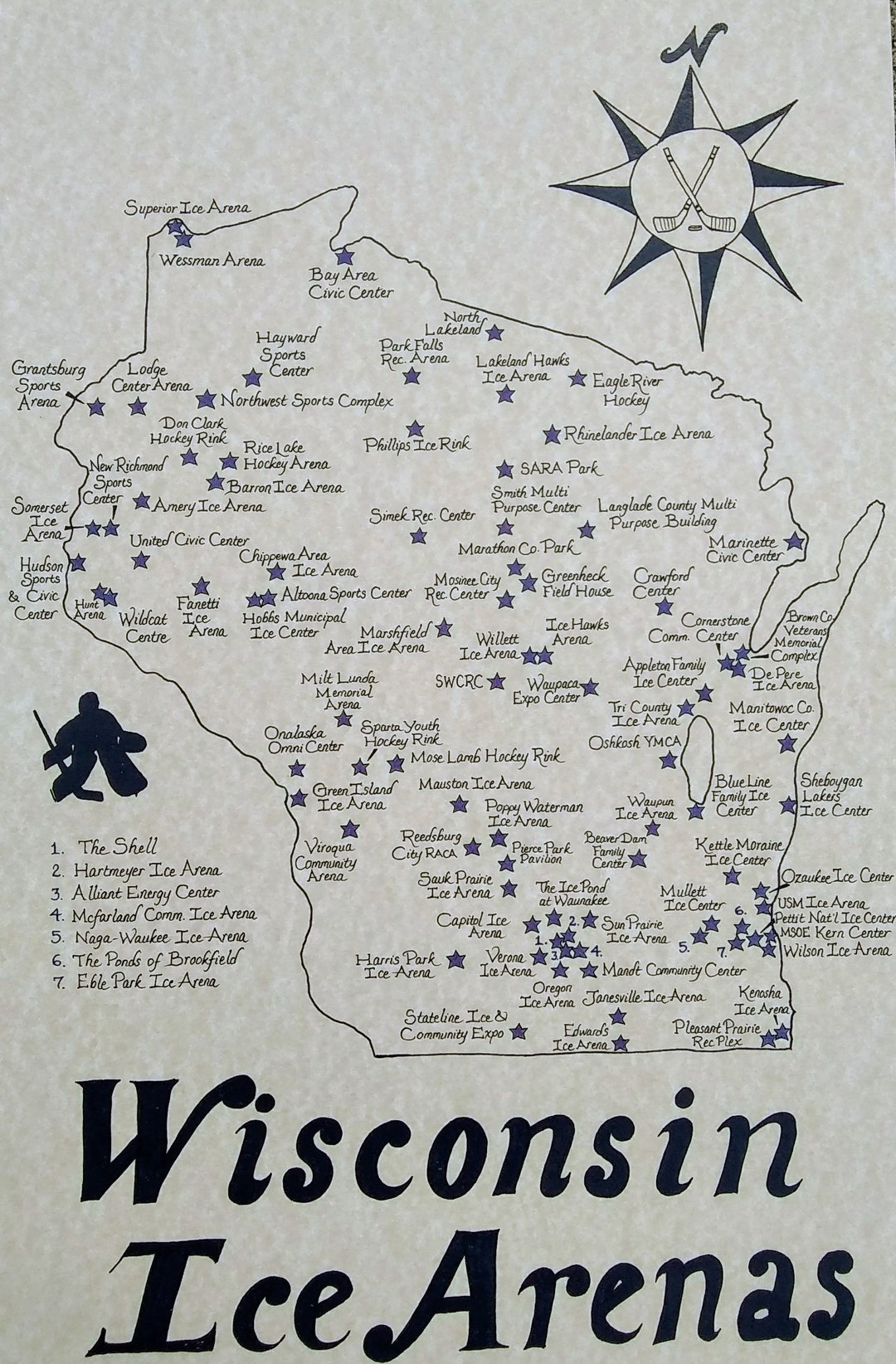Wisconsin Ice Arenas/hockey Rinks Map - Etsy