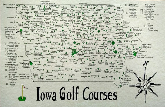 Iowa Golf Map - Etsy