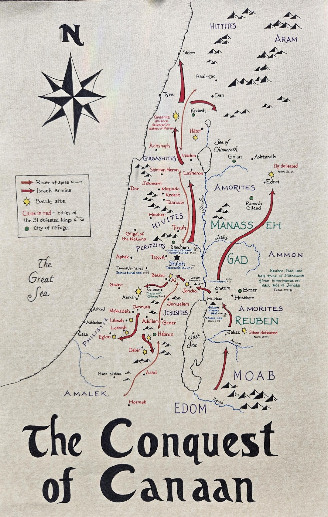 Conquest of Canaan Map - Etsy