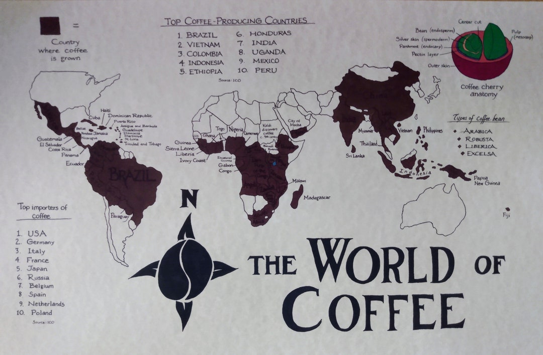 World of Coffee Map - Etsy