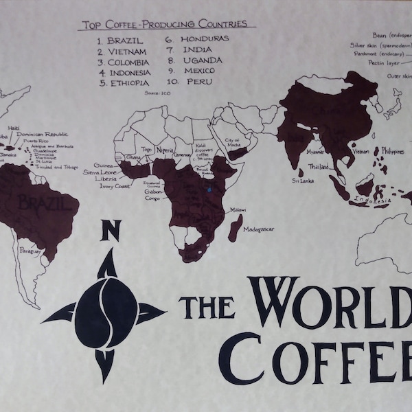 Coffee Map of the World - Etsy