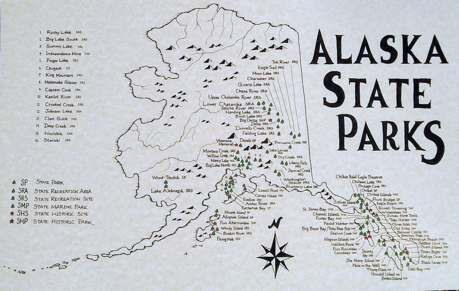 Alaska State Parks Map - Etsy