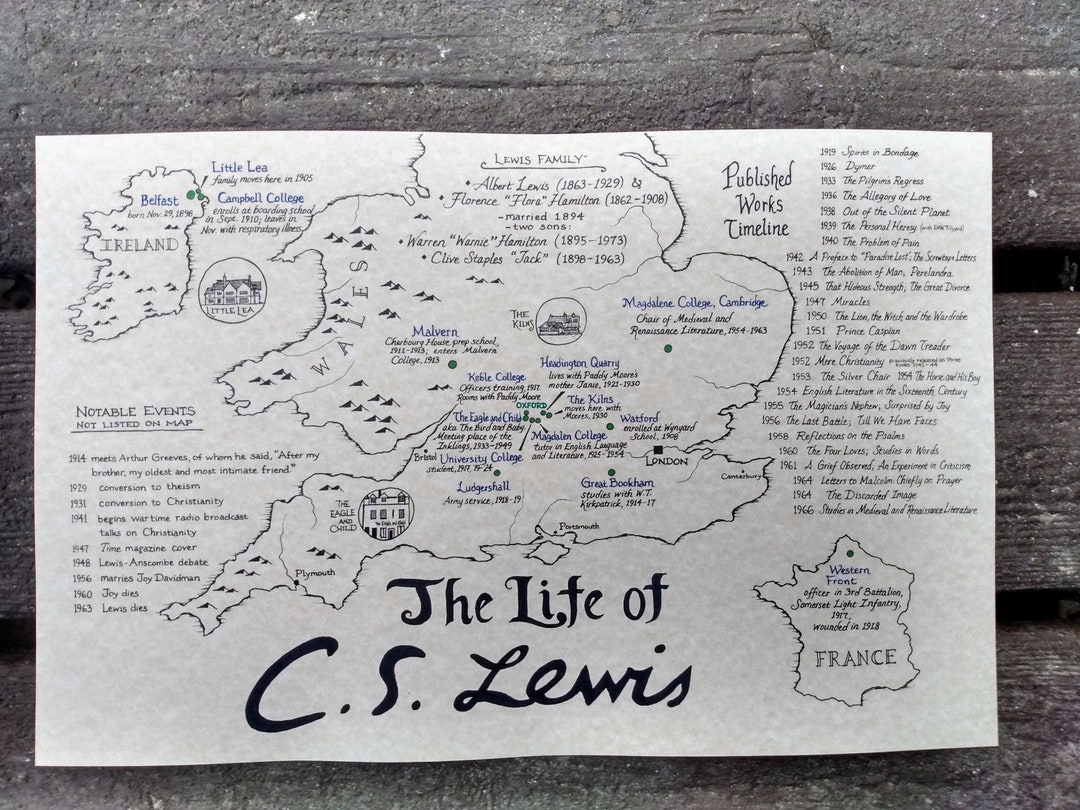 C.S. Lewis Map 11x17 - Etsy