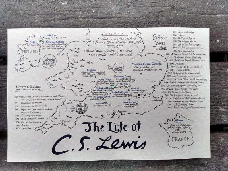 C.S. Lewis Map 11x17 - Etsy