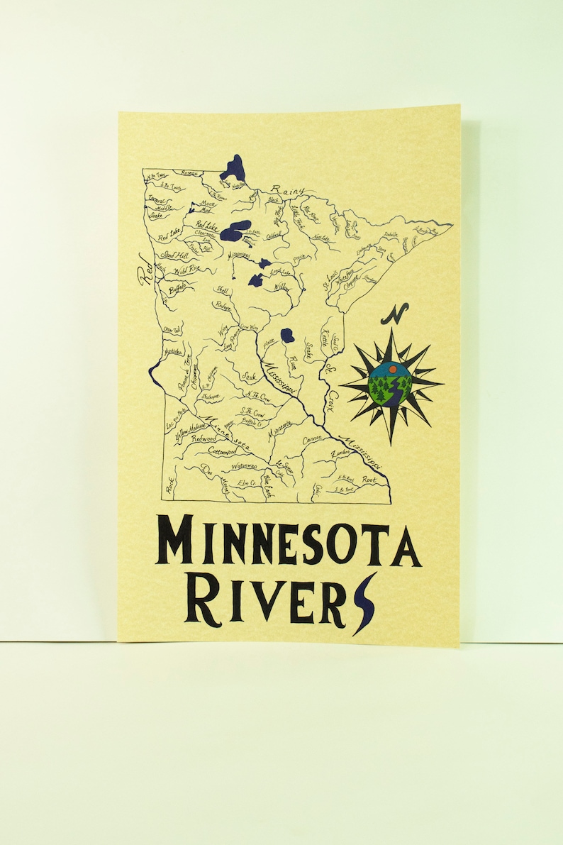 Minnesota Rivers Map 11x17 In - Etsy