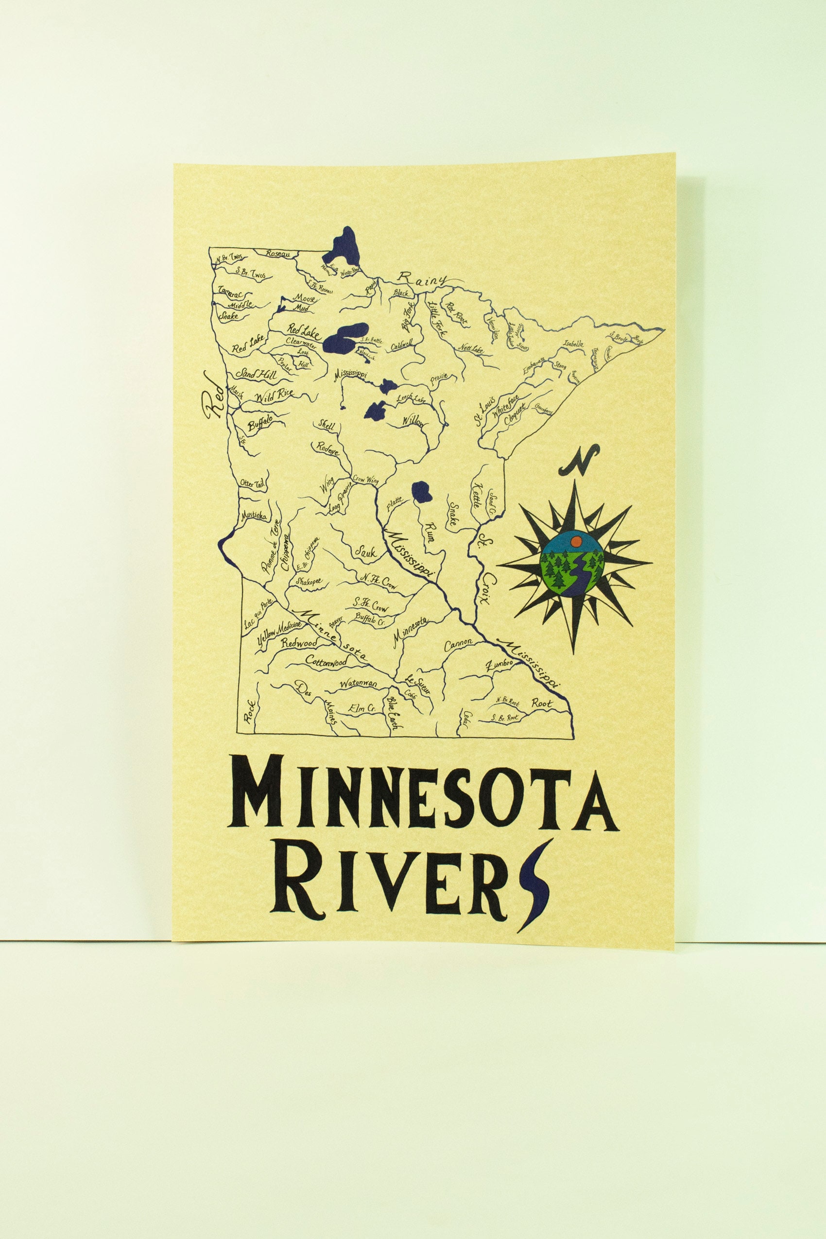 Minnesota Rivers Map 11x17 In - Etsy
