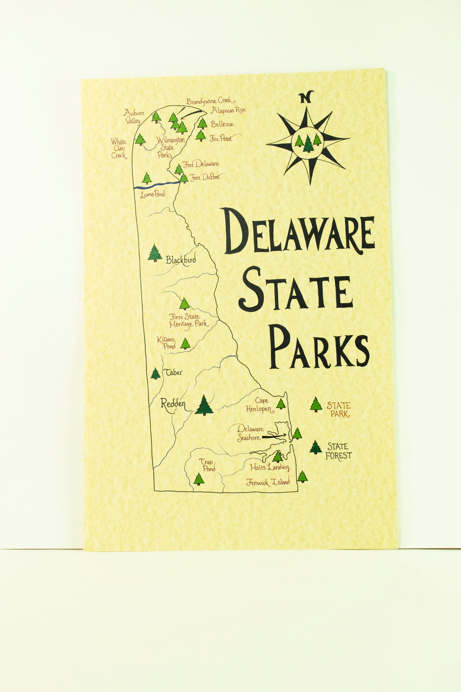 Delaware State Parks Map 11x17 - Etsy