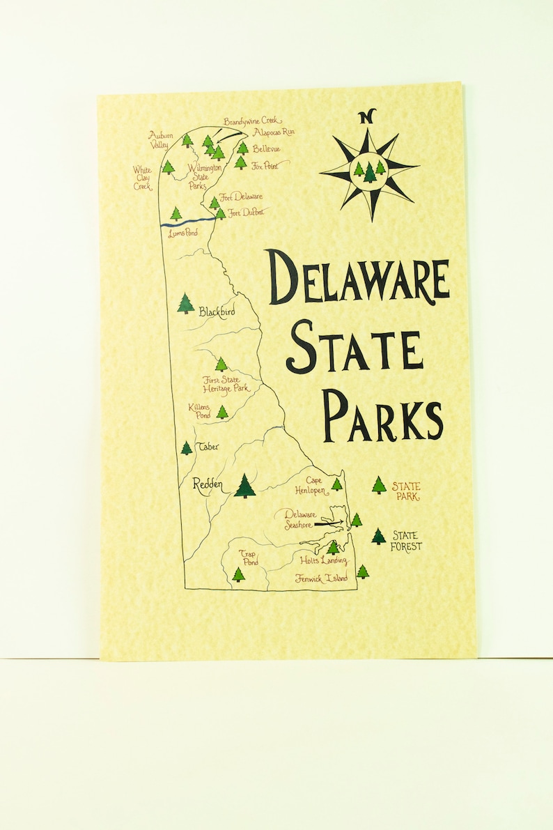 Delaware State Parks Map 11x17 - Etsy