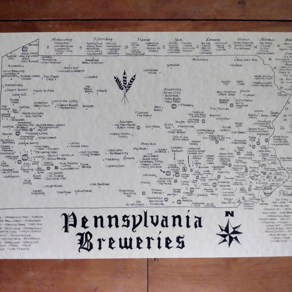 Pennsylvania Map With Pins - Etsy