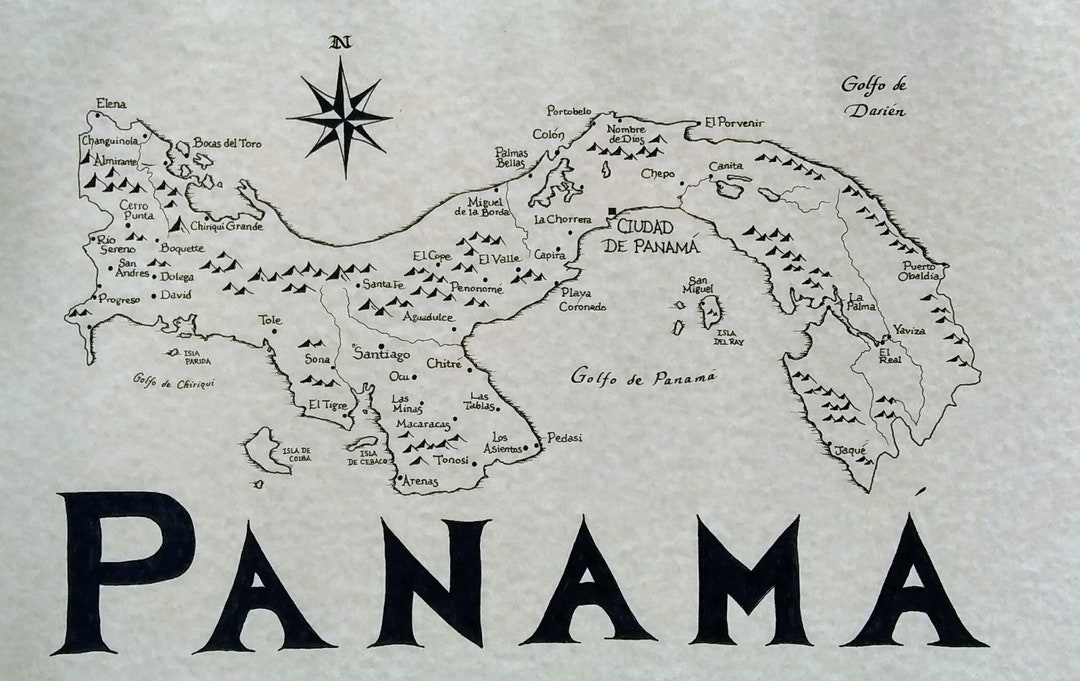 Panama Map Hand Drawn - Etsy