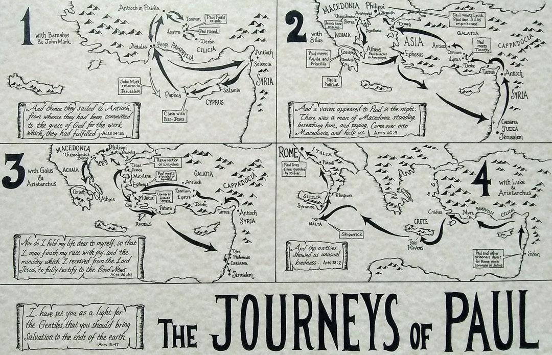 St Paul Missionary Journeys Map - Etsy