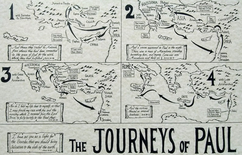 St Paul Missionary Journeys Map - Etsy