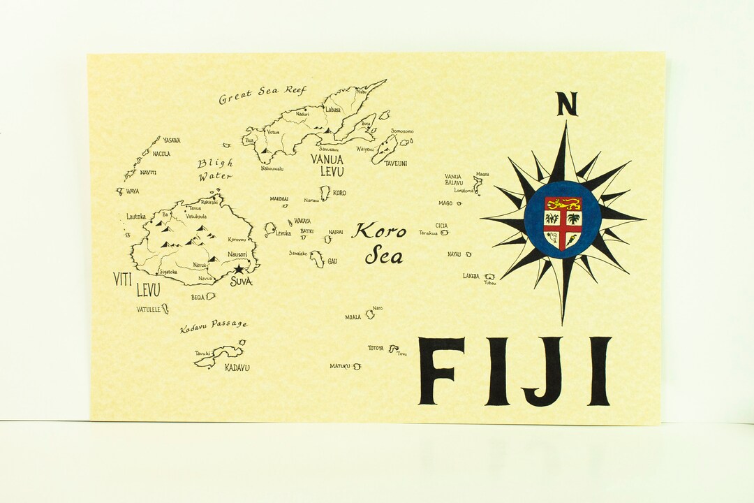 Fiji Map 11x17 - Etsy