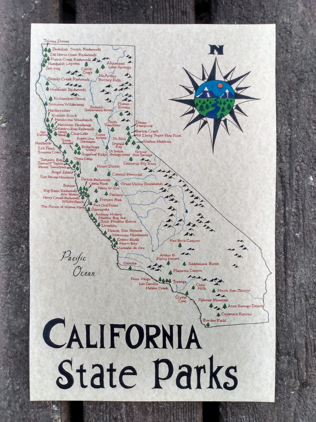 California State Parks Map 11x17 READ DESCRIPTION - Etsy