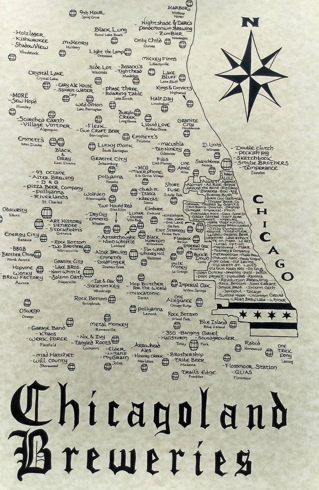 Chicagoland Breweries Map - Etsy