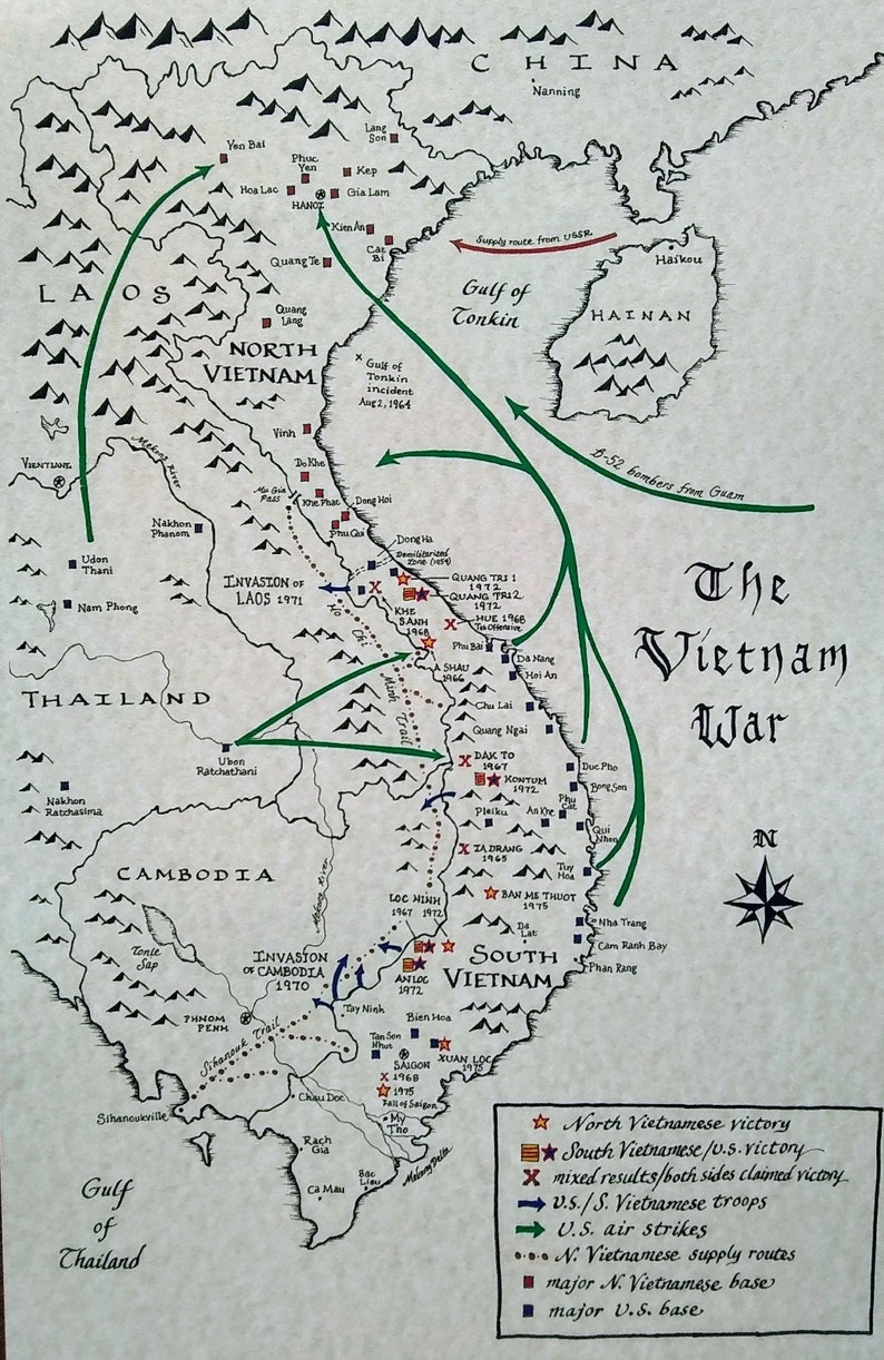 Vietnam War Map - Etsy