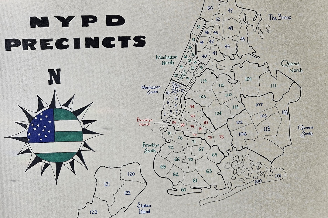 NYPD Precincts Map Hand Drawn 11x17 - Etsy