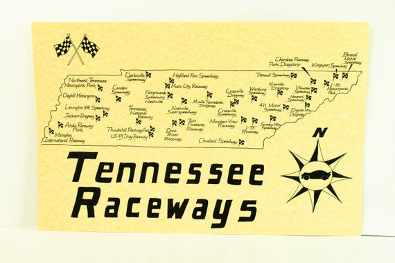 Tennessee Raceways Map | Etsy