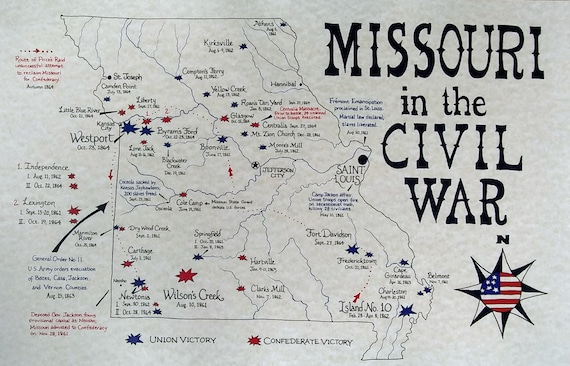 Missouri Civil War Map - Etsy