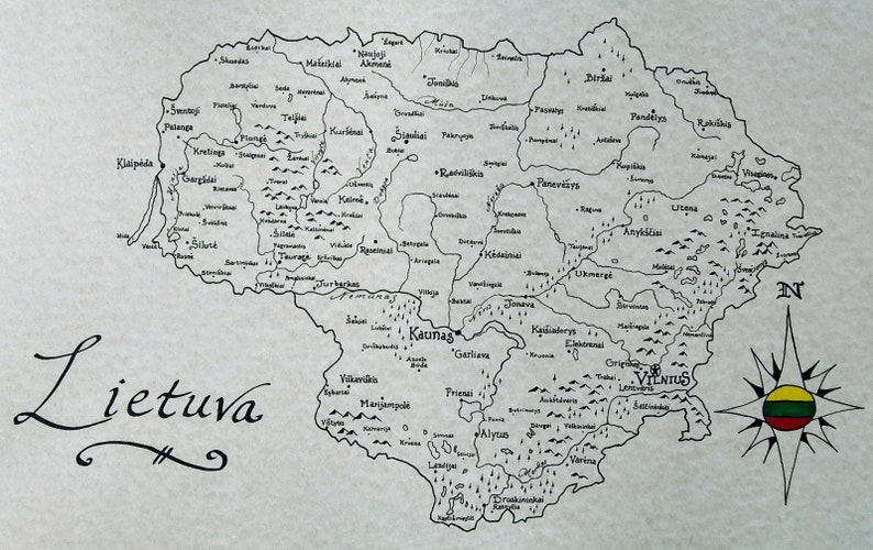 Lithuania Map - Etsy