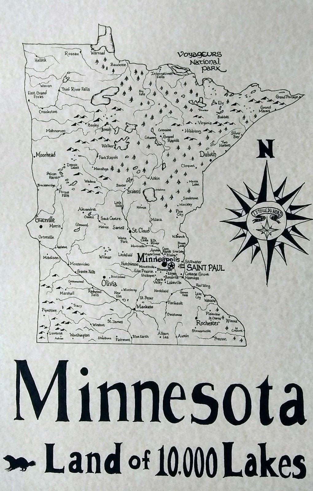 Minnesota Map - Etsy