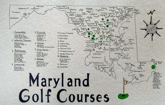Maryland Golf Map - Etsy