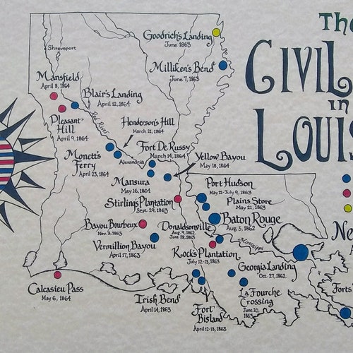 Civil War Battles Hand Drawn Map - Etsy UK