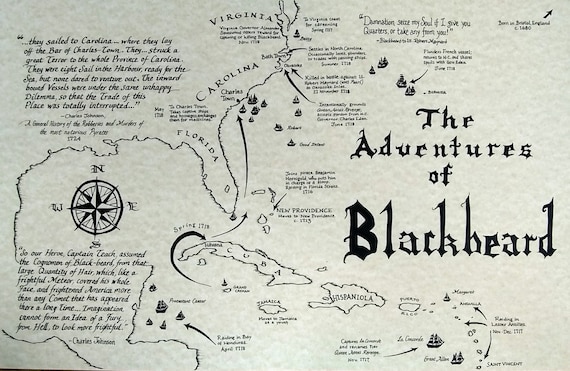 Blackbeard Hand Drawn Map - Etsy