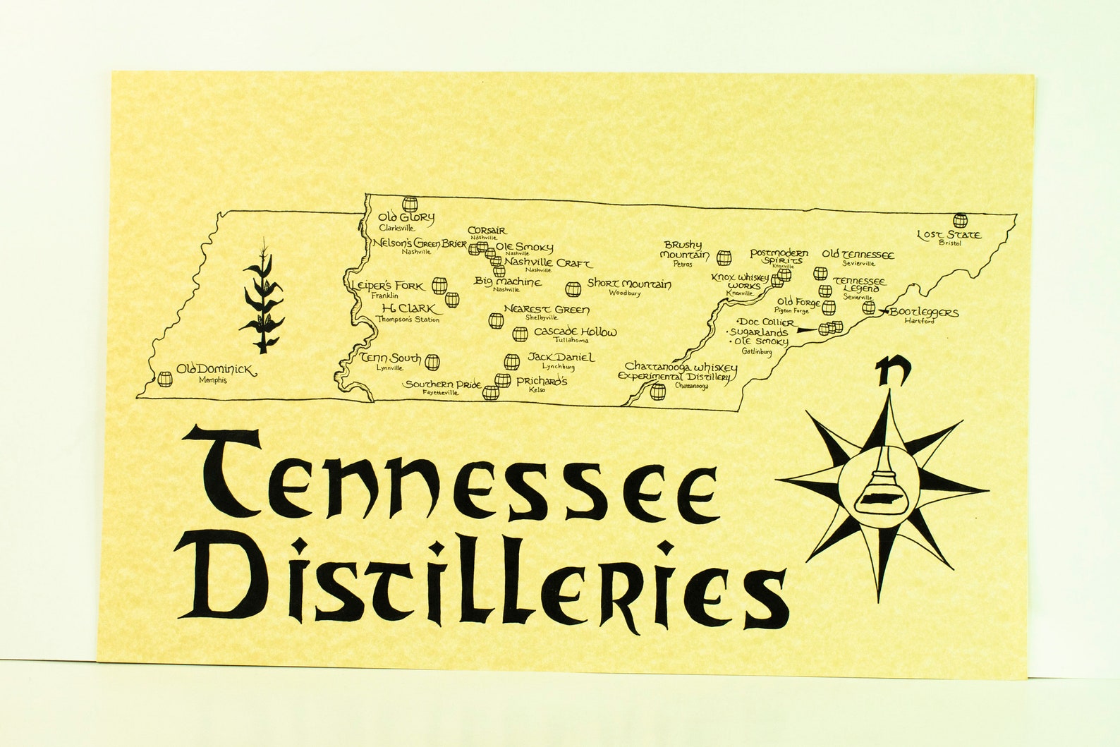 Tennessee Distilleries Map - Etsy