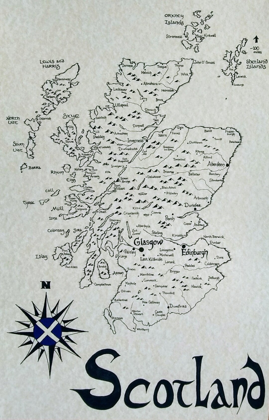 Scotland Map Hand Drawn - Etsy