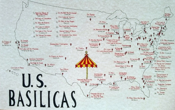 Basilicas of USA Map | Etsy