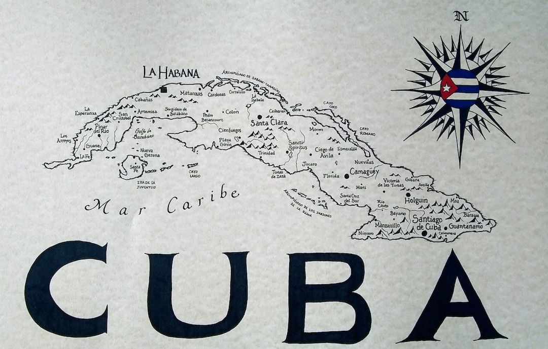 Cuba Hand Drawn Map - Etsy