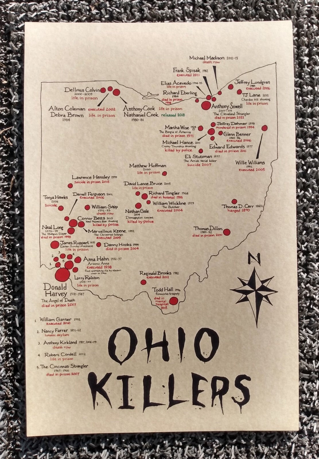 Ohio Killers Map 11x17 - Etsy