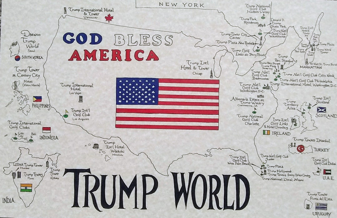Donald Trump Map Hand Drawn - Etsy