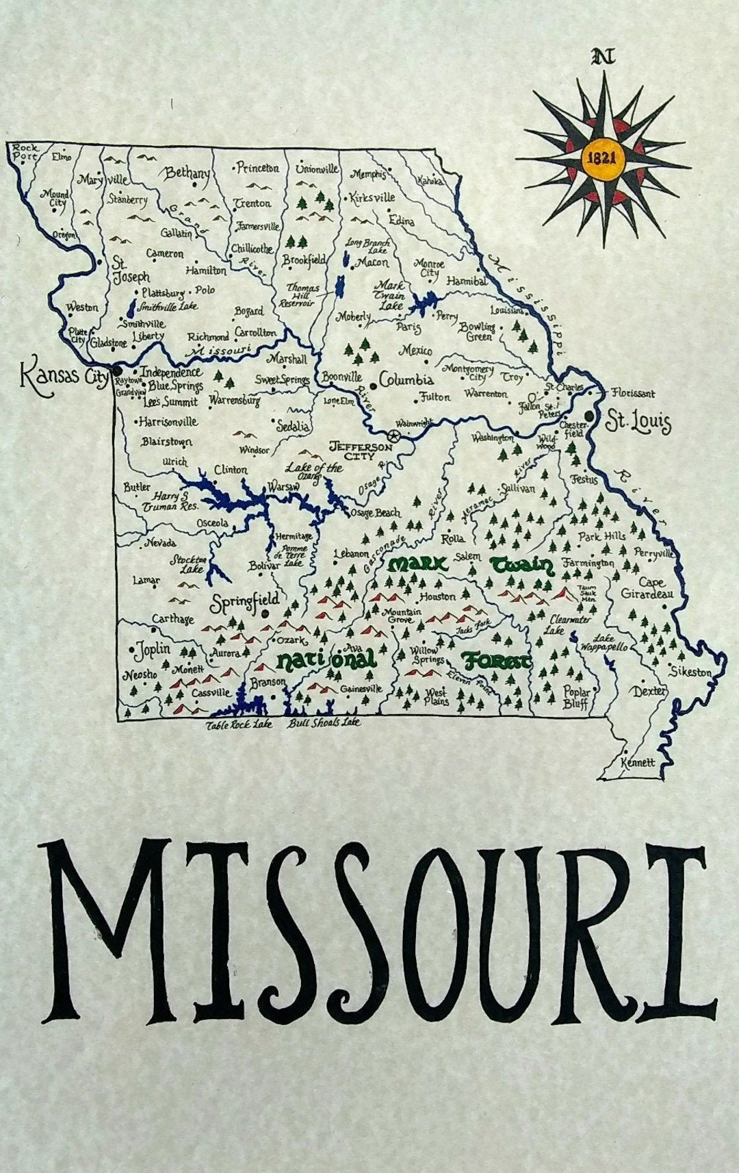 Missouri Map - Etsy