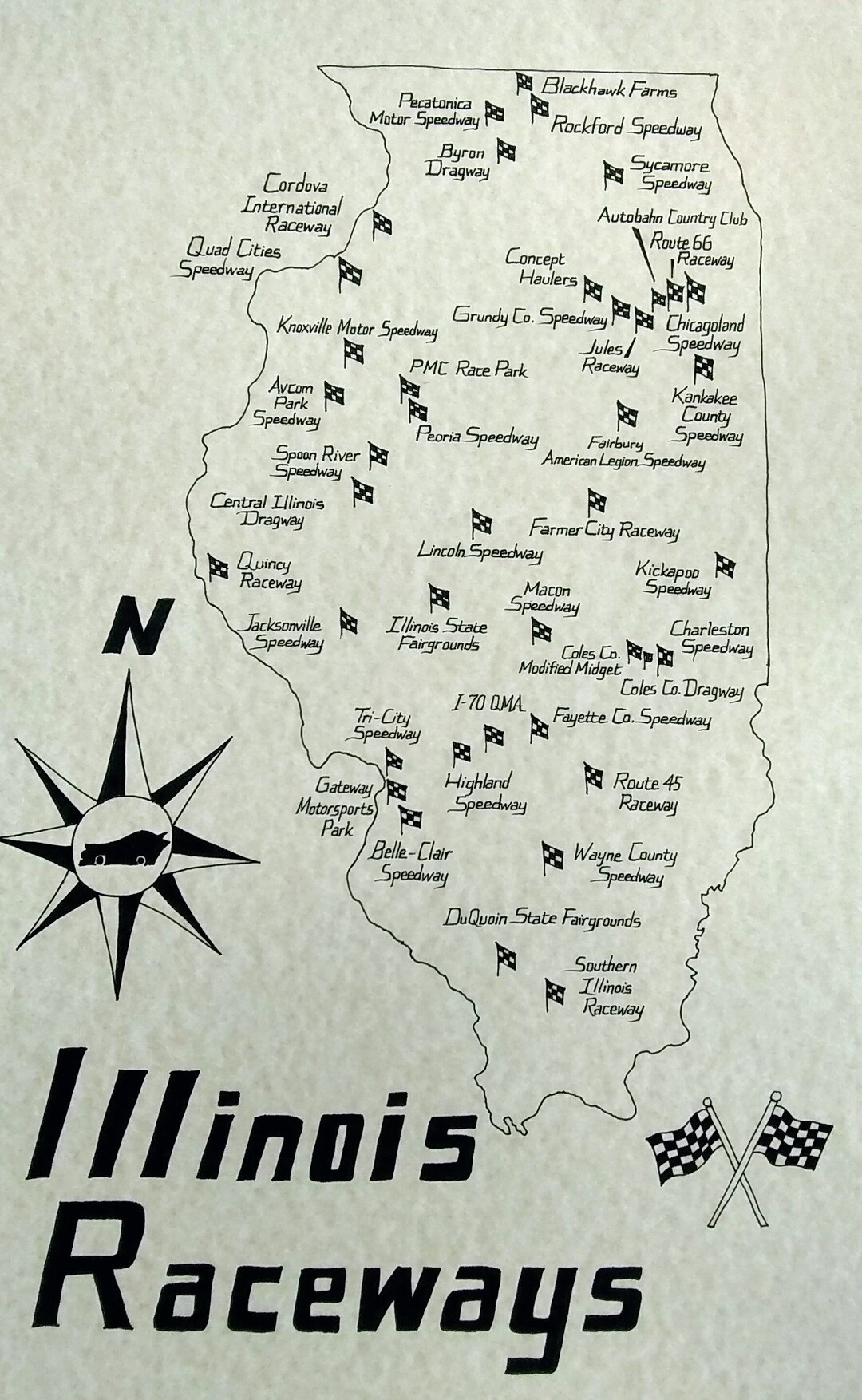 Illinois Raceways Map 11x17 - Etsy