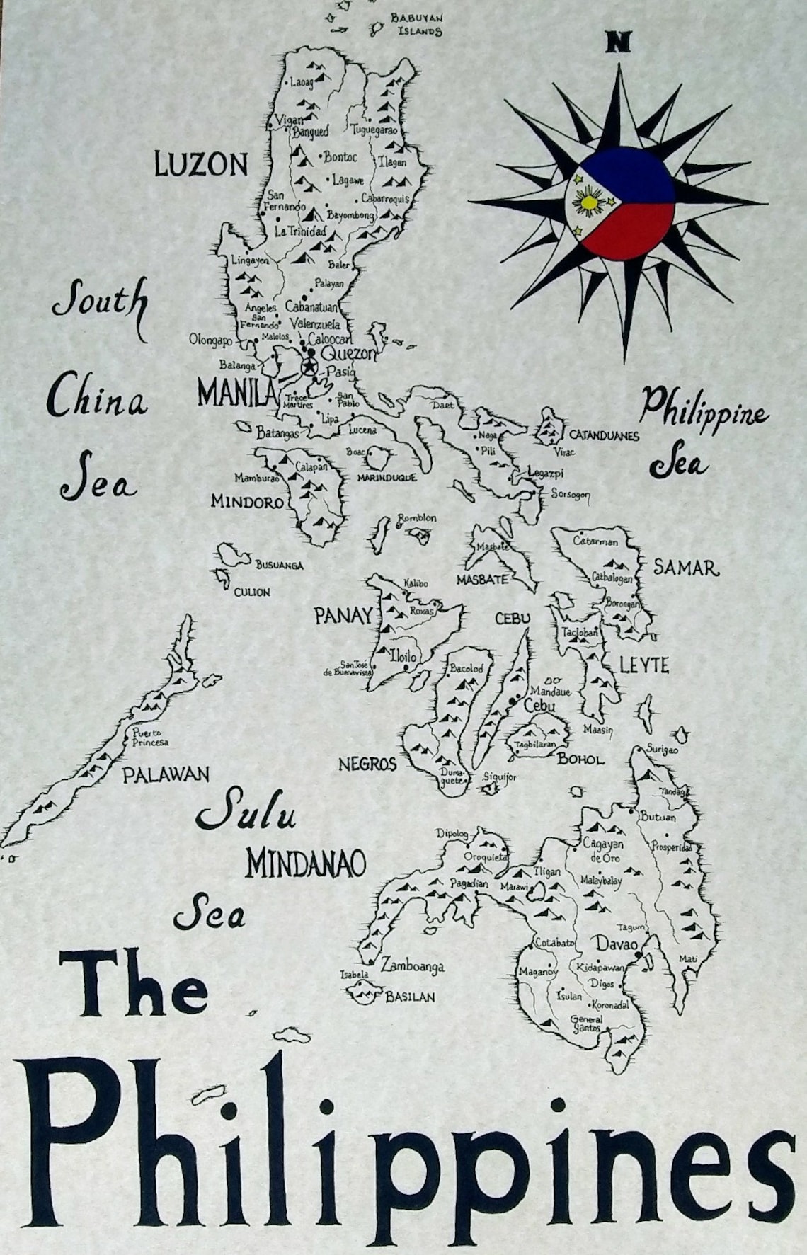 Philippines Map Hand Drawn - Etsy