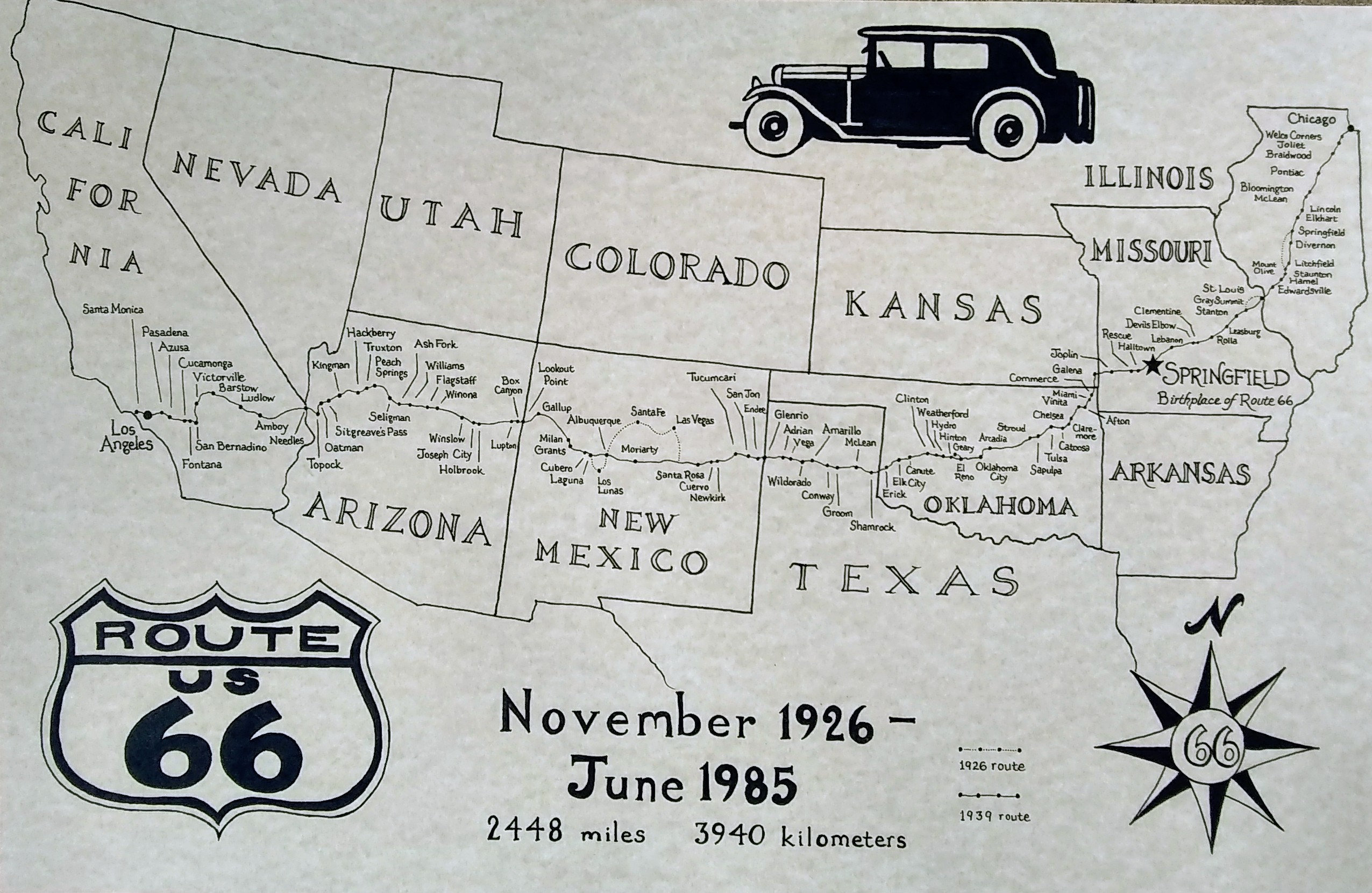 Route 66 Map - Etsy