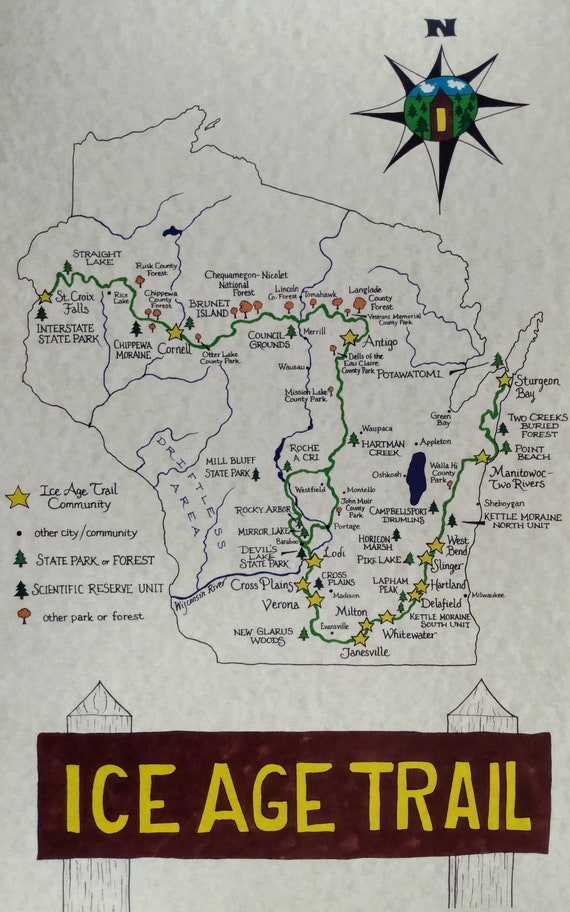 Ice Age Trail Map | Etsy