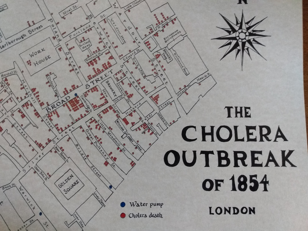Cholera Outbreak 1854 Hand Drawn Map - Etsy