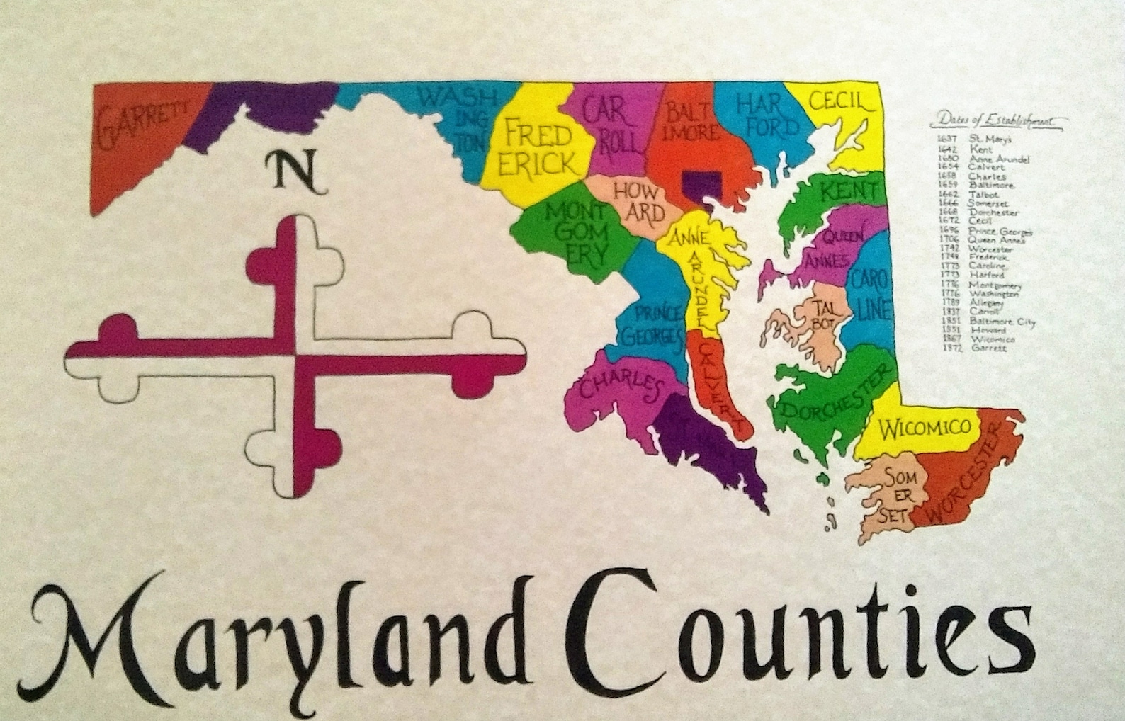 Maryland Counties Map - Etsy